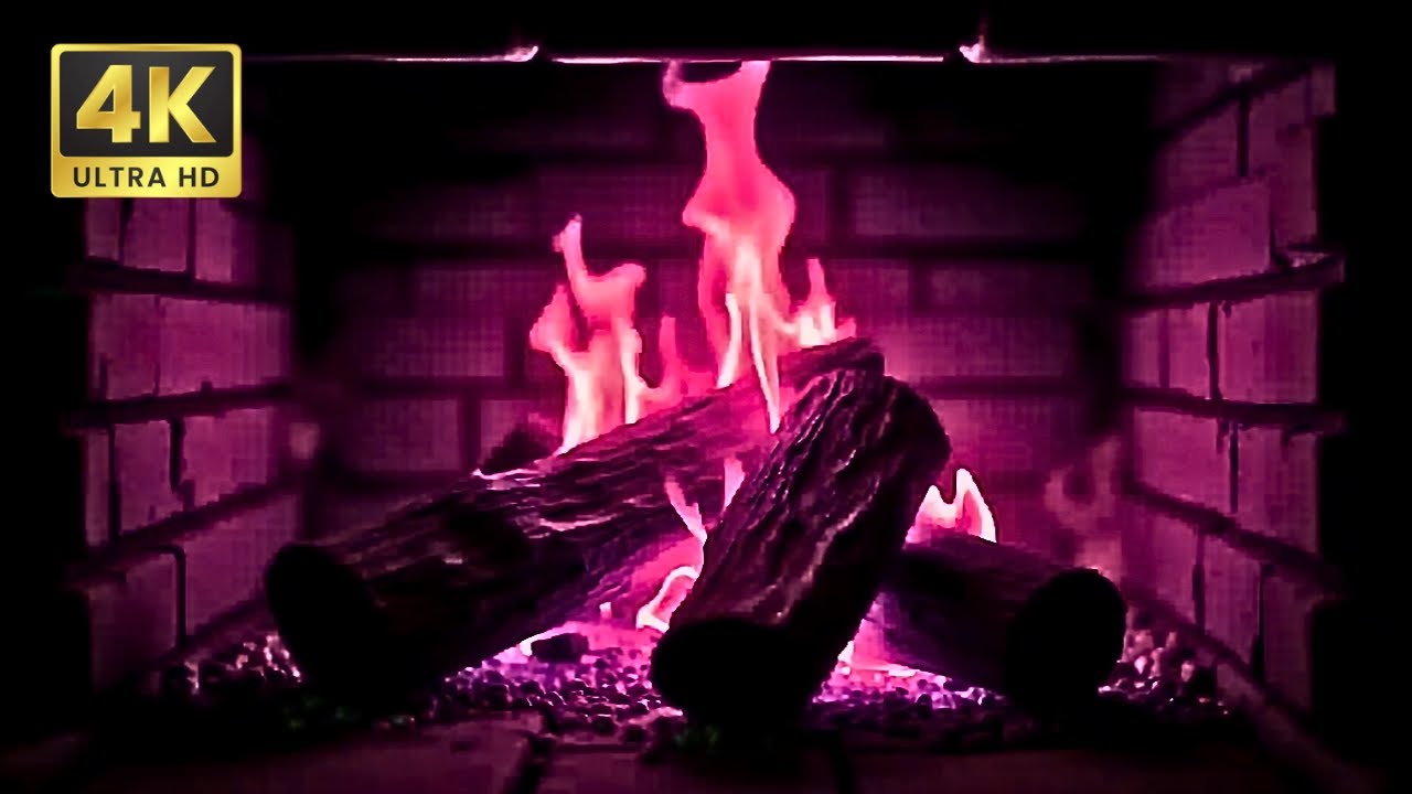 🔥🎃 Halloween Fireplace | Pink Flames & Crackling Fire Sounds for a ...