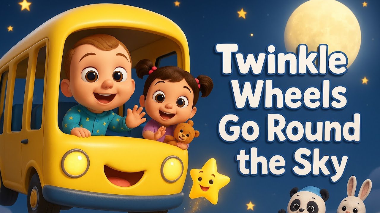 Twinkle Wheels Go Round the Sky | Bedtime Bus rhyme for Kids nursery ...