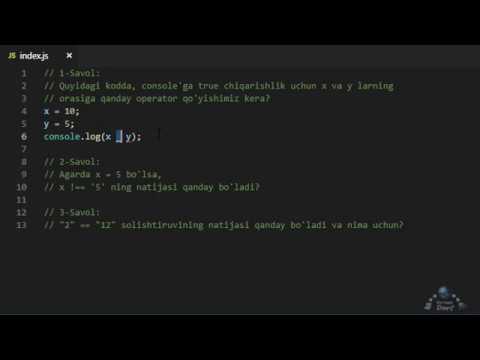 JavaScript asoslari. 9-Dars. Solishtiruv va tenglik operatorlari. - YouTube