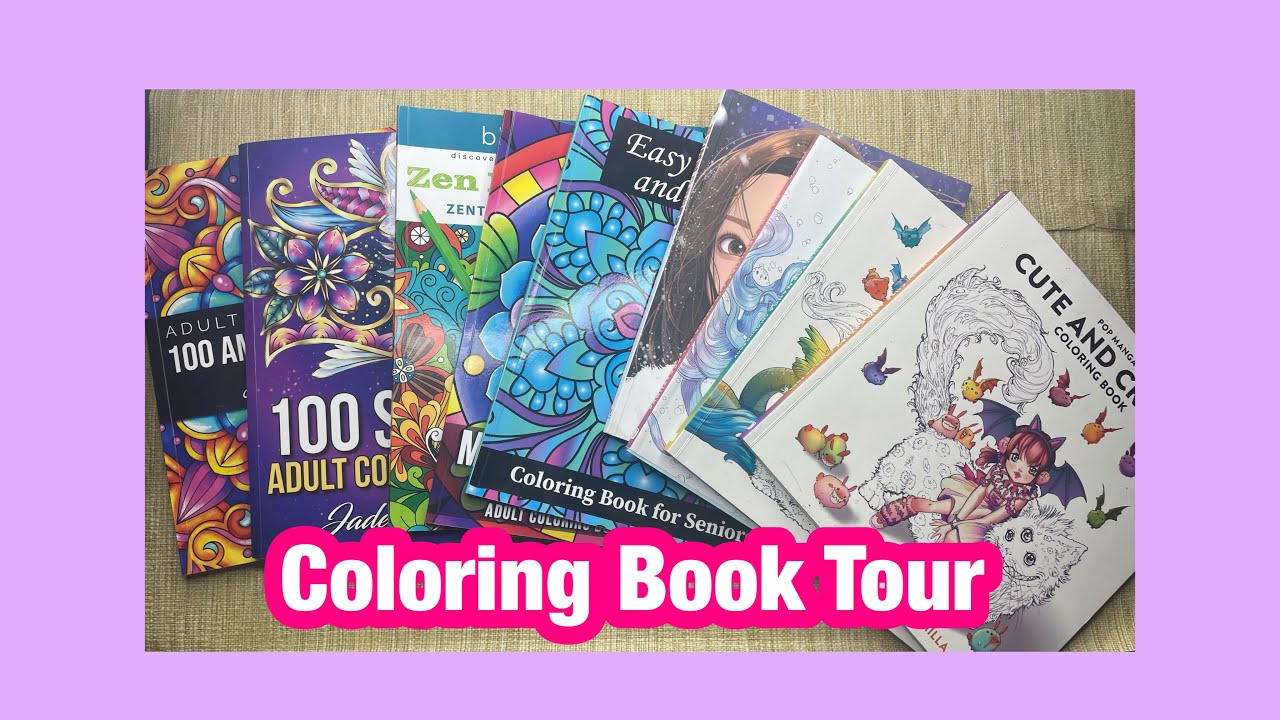 Coloring Book Tour with Completed Pages Vlog - YouTube