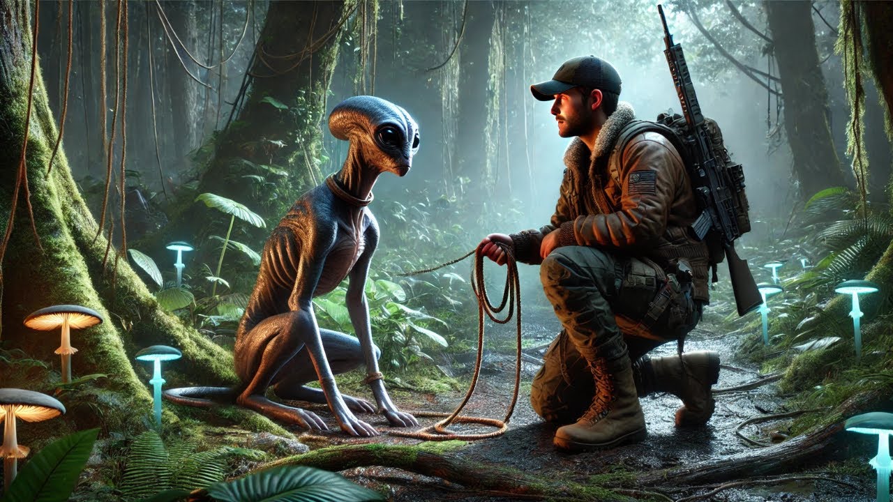 Human Hunter finds an Alien dog tied to a tree and, upon looking ...