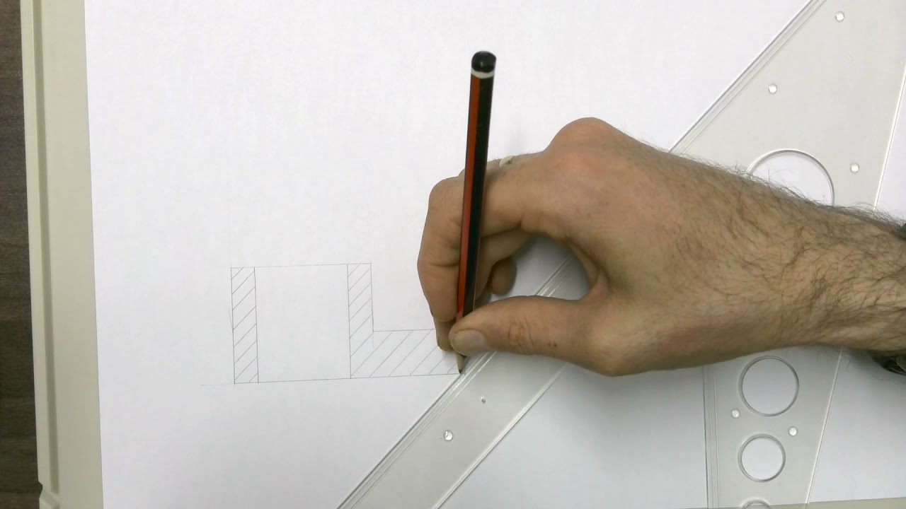 Drawing a Sectional Front View of a simple solid in 3rd Angle ...