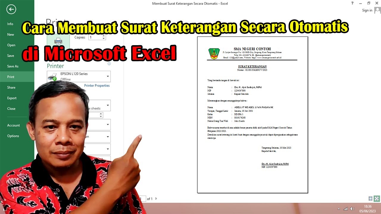 Cara Membuat Surat Keterangan Secara Otomatis di Ms Excel - YouTube