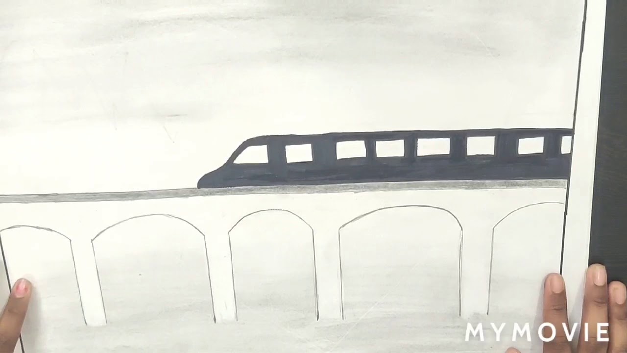 How to draw Scenery with a Train | Pencil Shading | Step by step ...