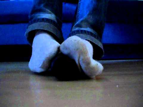 Dirty sweaty white sock tease