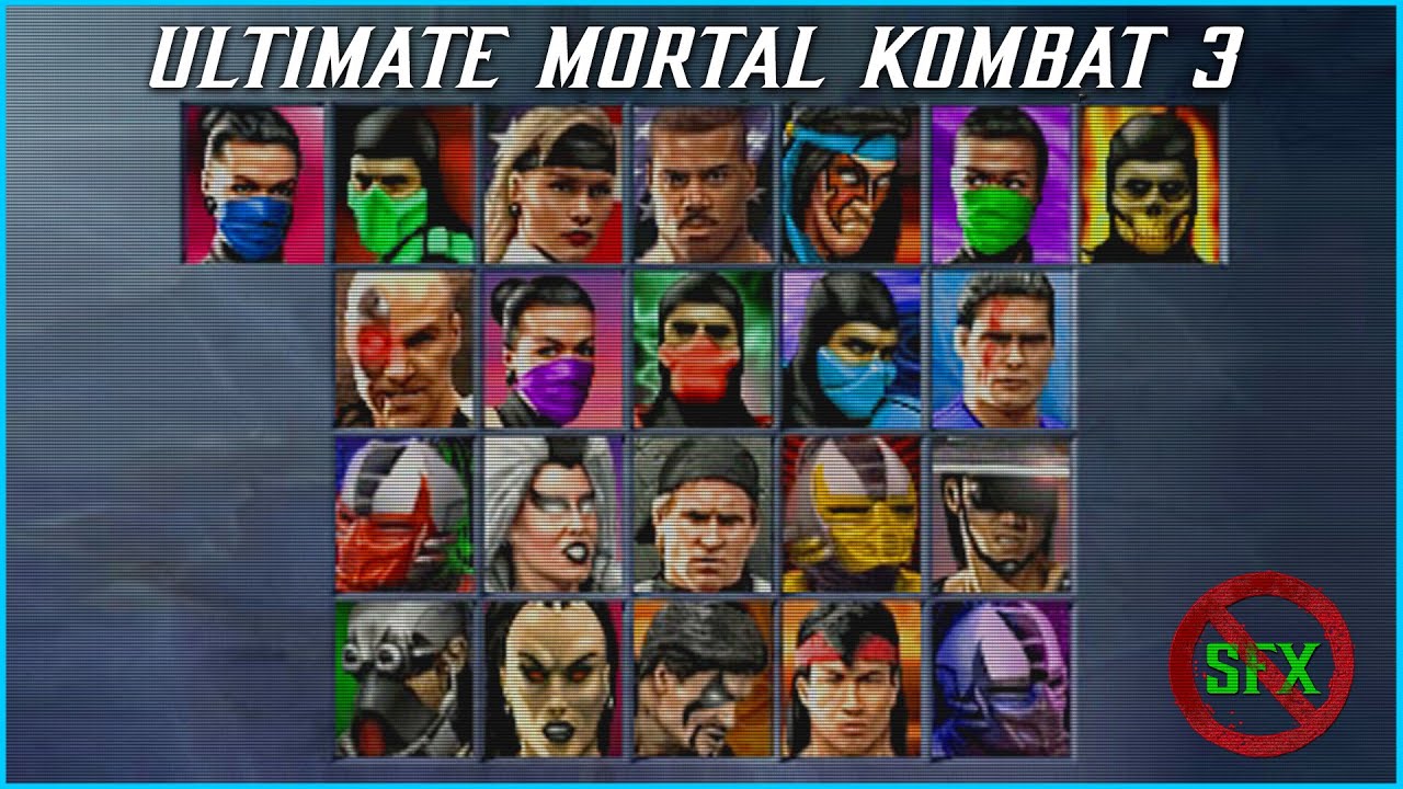 Ultimate Mortal Kombat 3 - Character Select - No SFX - YouTube