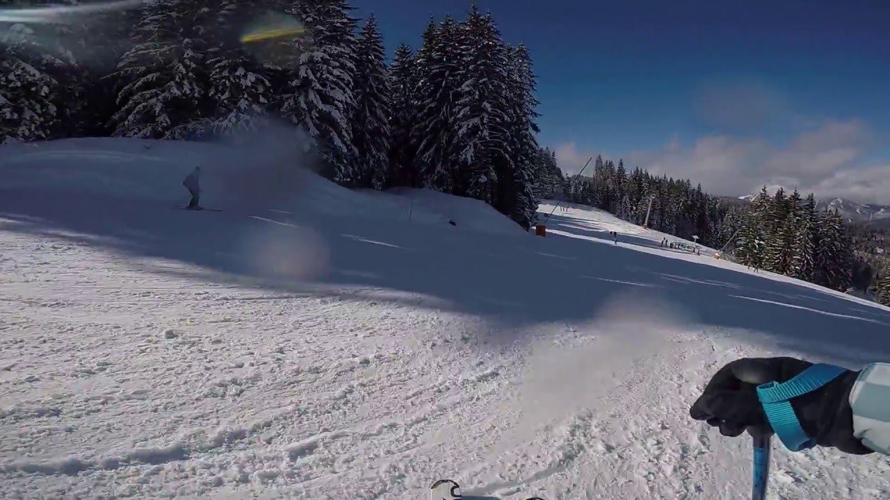 Ski at Morillon, Le Grand Massif (sairon, blue) - YouTube