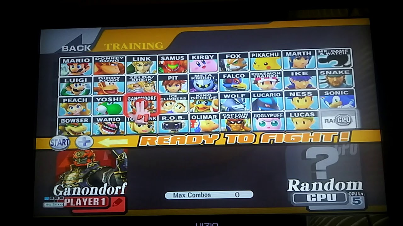 Super Smash Bros. Brawl Menu 1 when P1 is Ganondorf,CPU is Random - YouTube