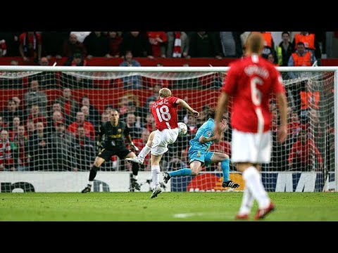 Paul Scholes' stunner vs Barcelona 2008 CL - commentator 'Messi Standing watching' #scholes #mufc