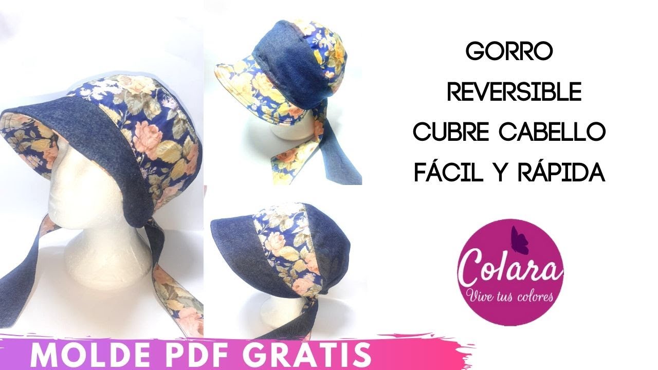 Gorro reversible cubre cabello fácil y rápido / Reversible Hat easy and ...