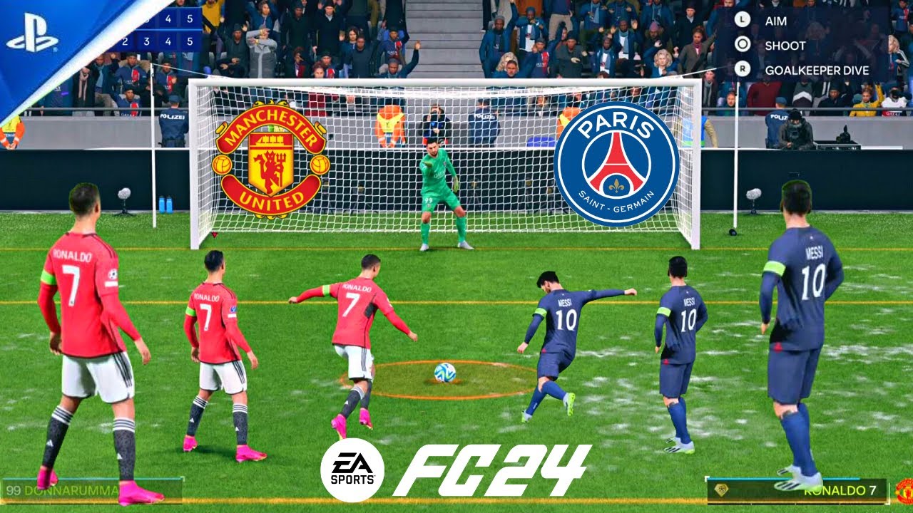 FC 24 / RONALDO VS MESSI / MAN UTD VS PARIS / PENALTY SHOOTOUT UCL ...