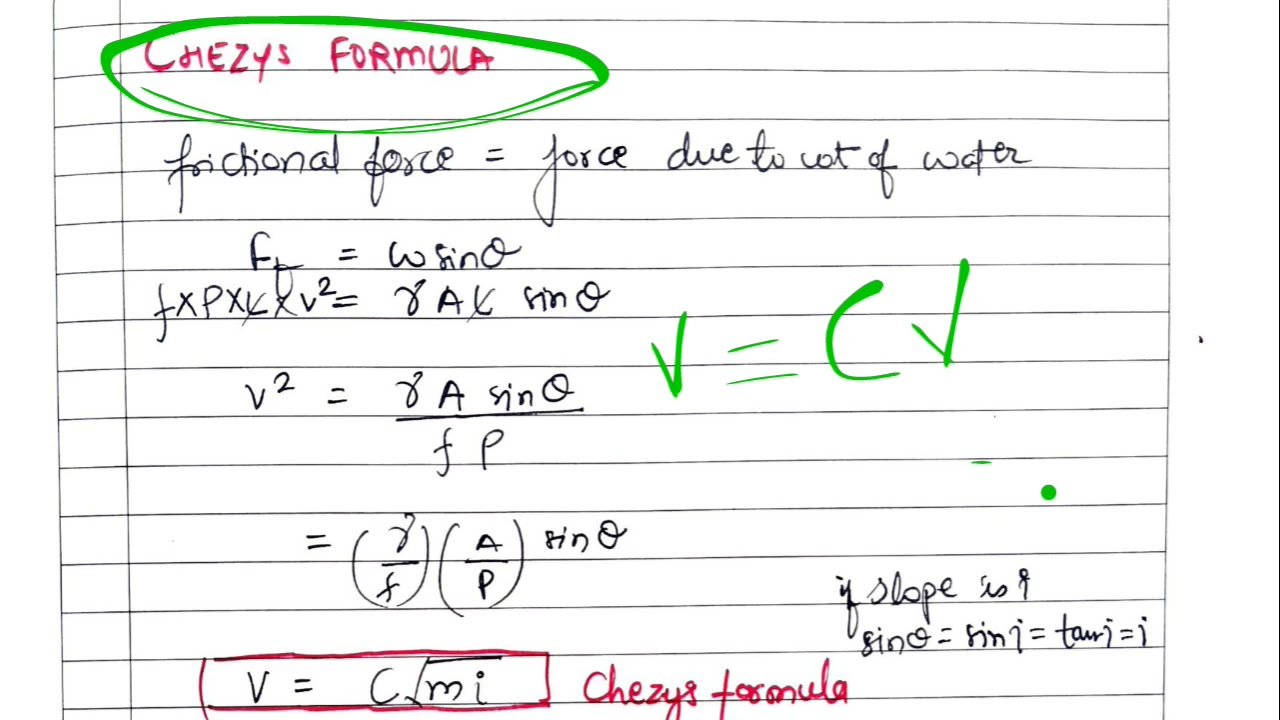 Open channel flow-7 | chezy's formula mannings formula | Shubham ...