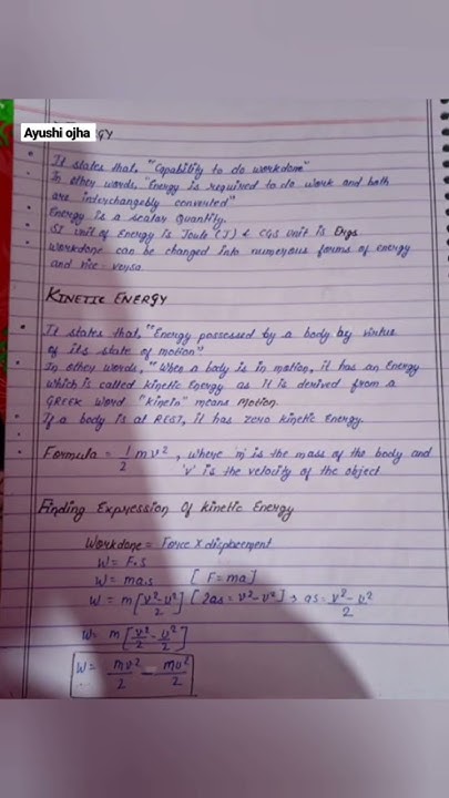 class 9th chapter 5 physics notes #physics wallah work and energy notes ...