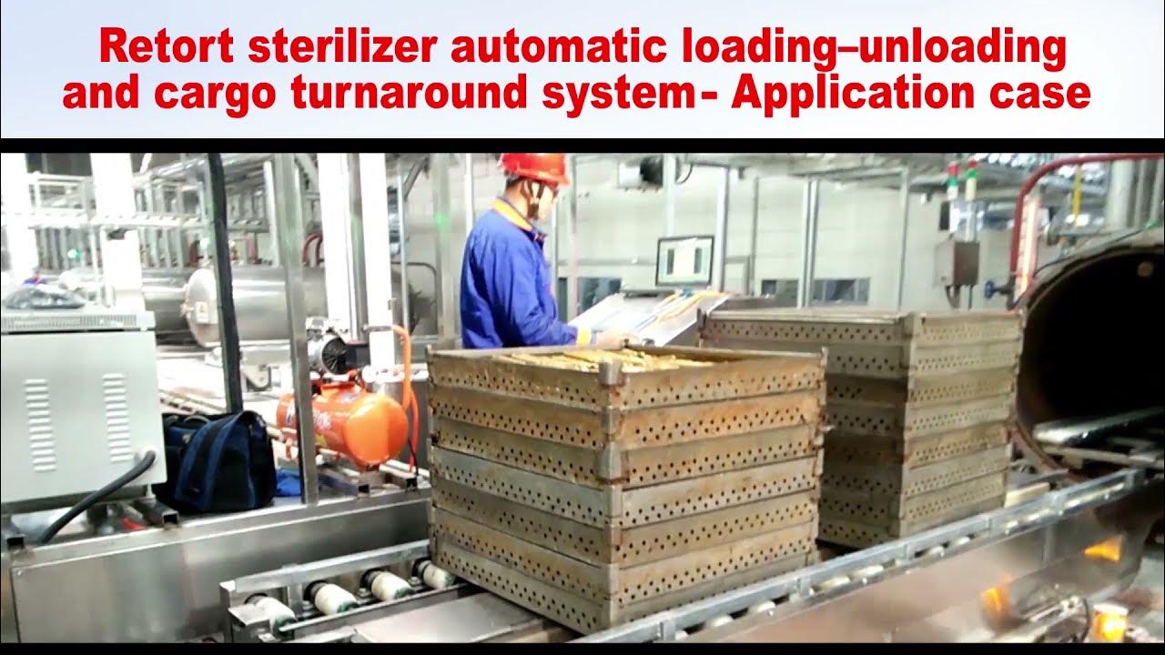 Retort tray loading unloading and transportation system - YouTube