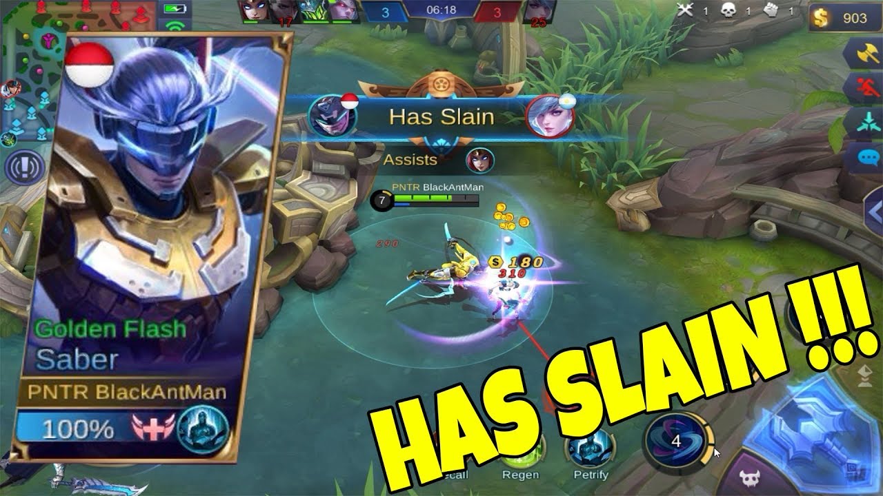SKIN GOLDEN FLASH HERO SABER MOBILE LEGENDS BANG BANG - YouTube