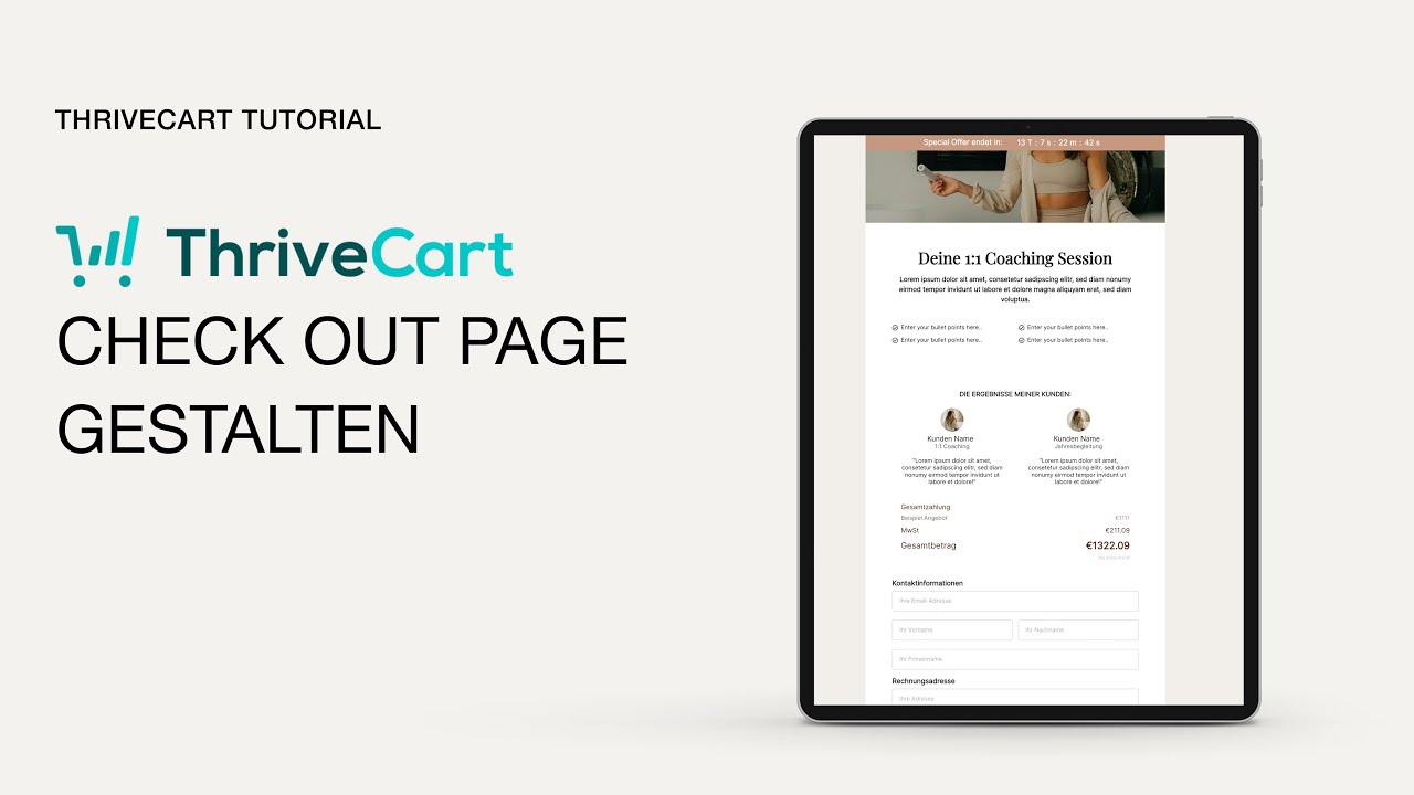 ThriveCart - Gestalte deine Check Out Page | Zahlungsseite in ThriveCart gestalten Tutorial ...