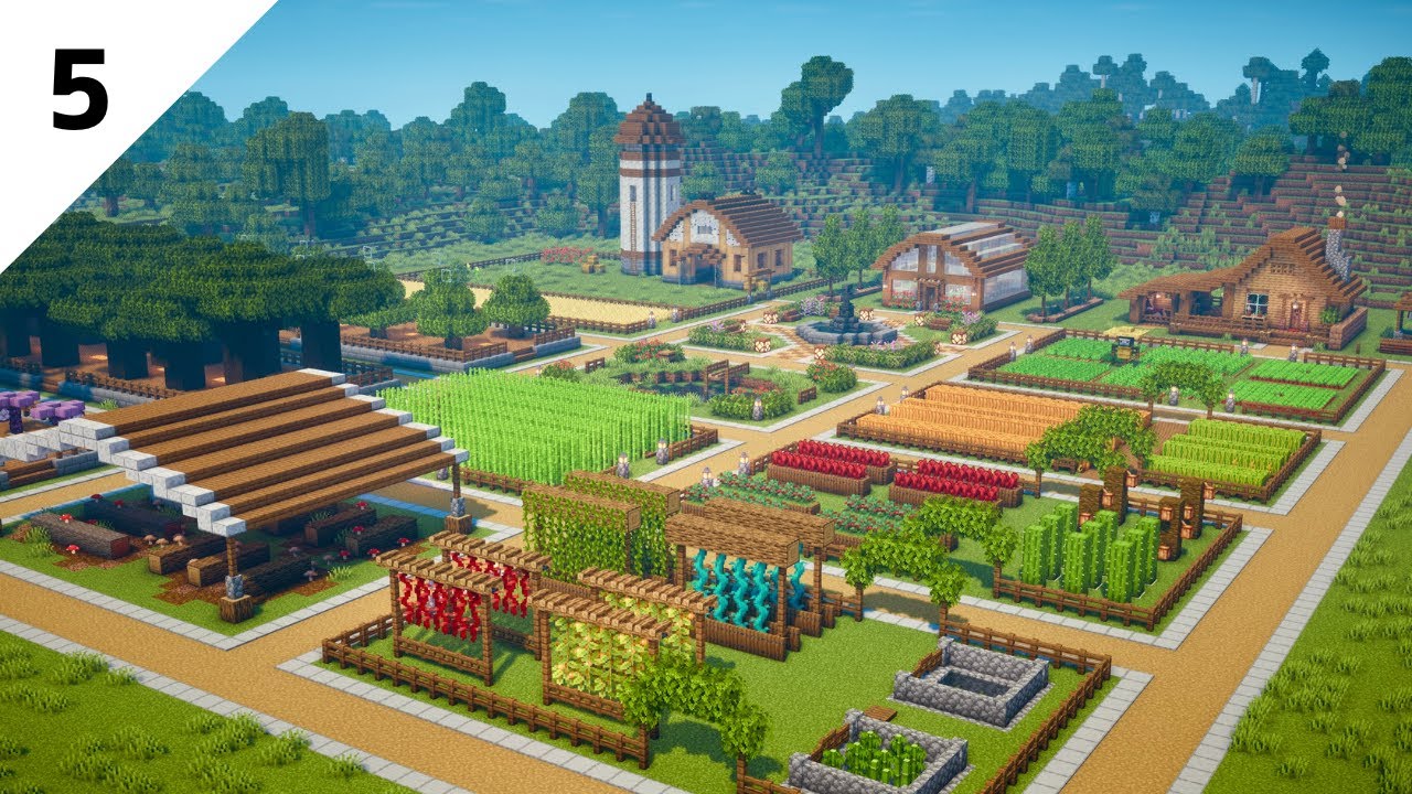 Minecraft Tutorial | How to Build a Survival Base | Stardew Valley Farm ...