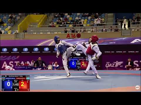 Altaic Taekwondo Championships 46 Kg Semi Final Minaya AKBAROVA (AZE) vs Aidana KUMARTAYEVA (KAZ)