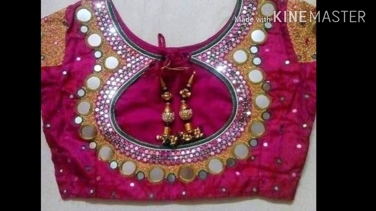 Simple Mirror maggam work blouses - YouTube