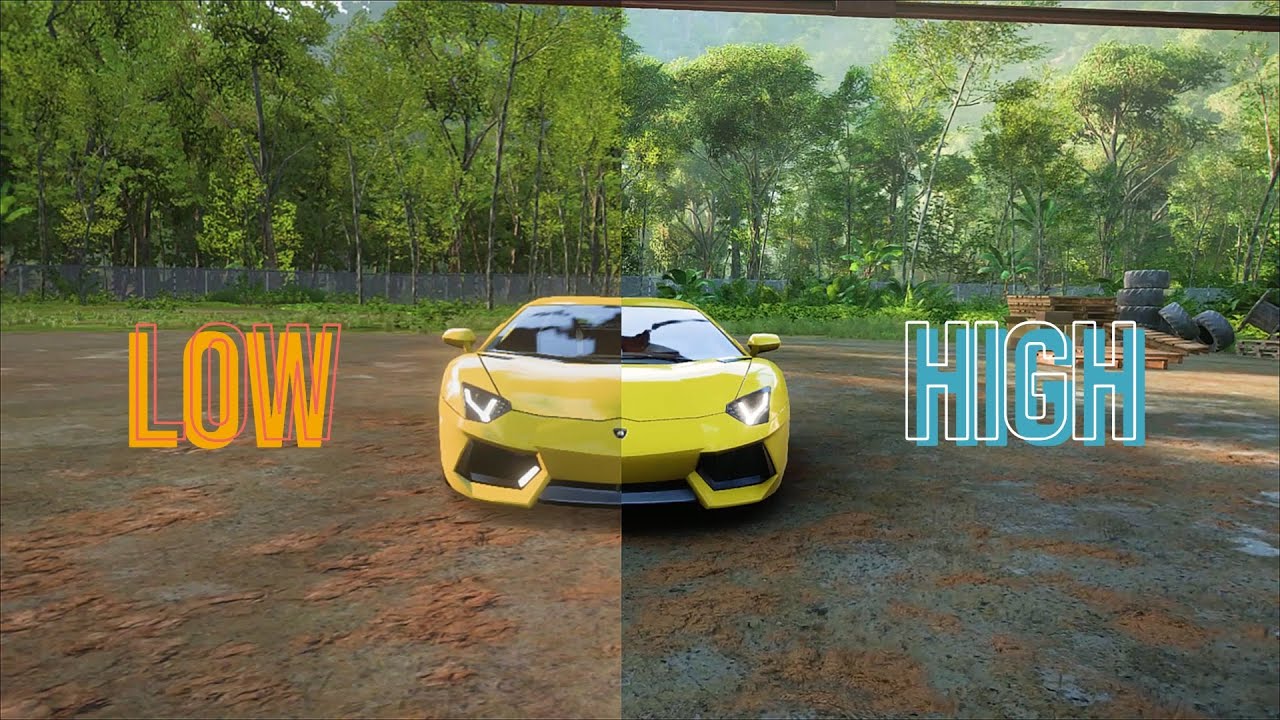 Low Graphics Vs High Graphics Forza Horizon 5 | LAMBORGHINI AVENTADOR ...