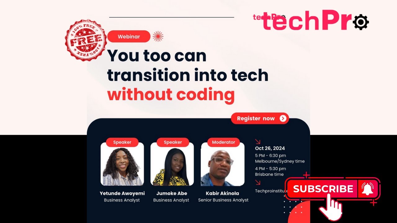 You Too Can Transition into Tech without coding - Webinar - YouTube