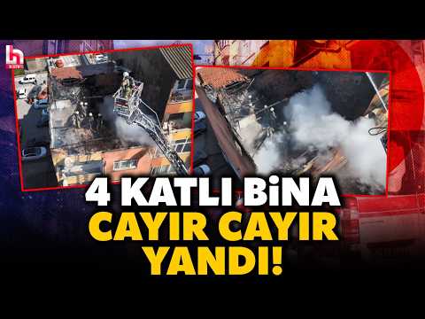 Esenler'de 4 katlı binanın çatı katı alev alev yandı! Mahalleli sokağa fırladı! İşte o anlar...