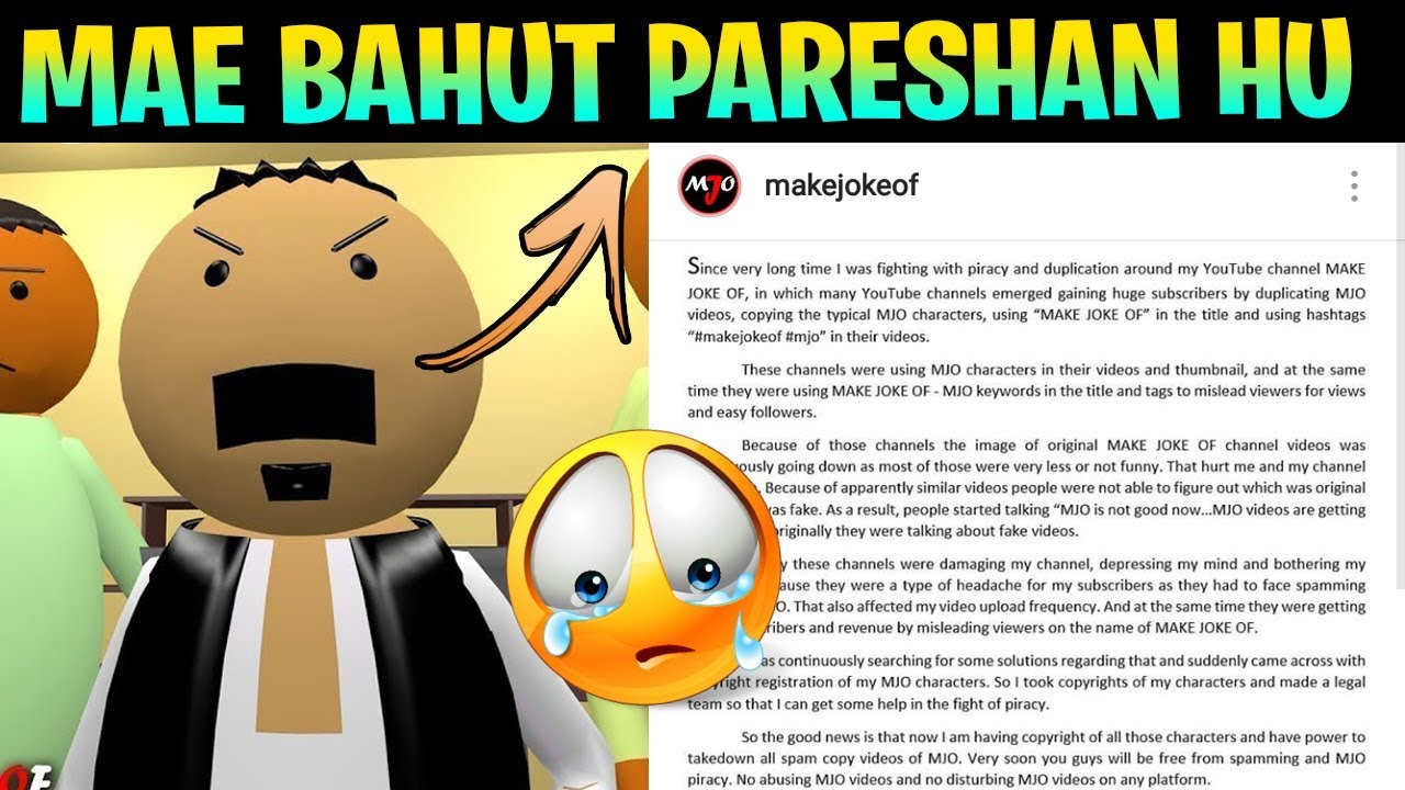 Make Joke Of (MJO) In Trouble 😭 Bad News For Make Joke Copy - YouTube