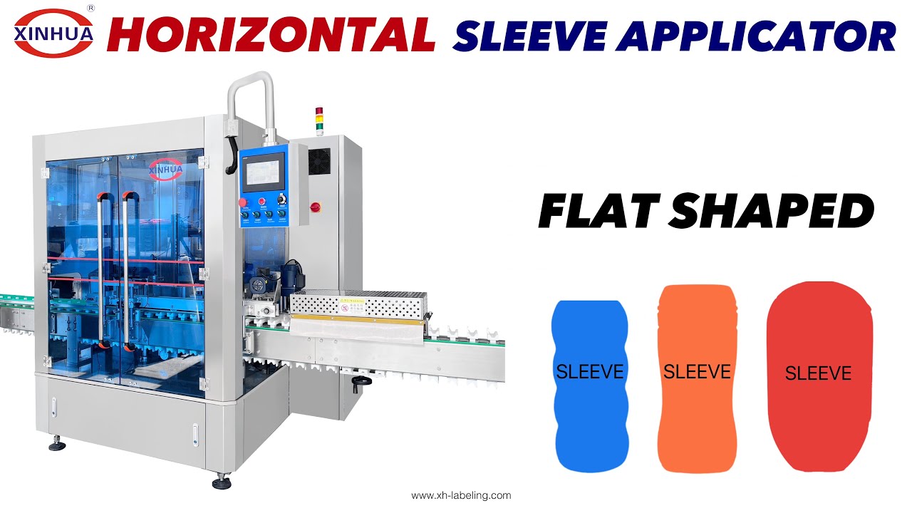 Flat Shaped Bottles and Jars Horizontal Shrink Sleeve Applicator - YouTube