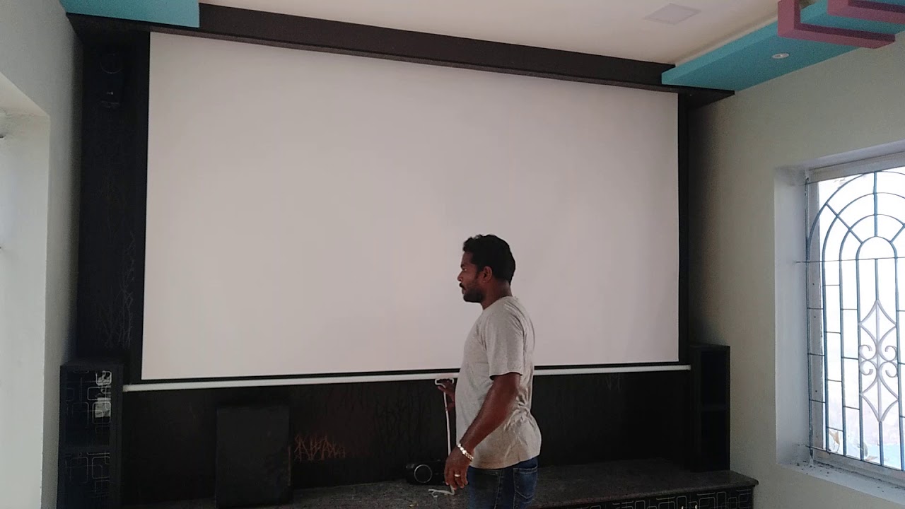 TV showcase with projector screen - YouTube