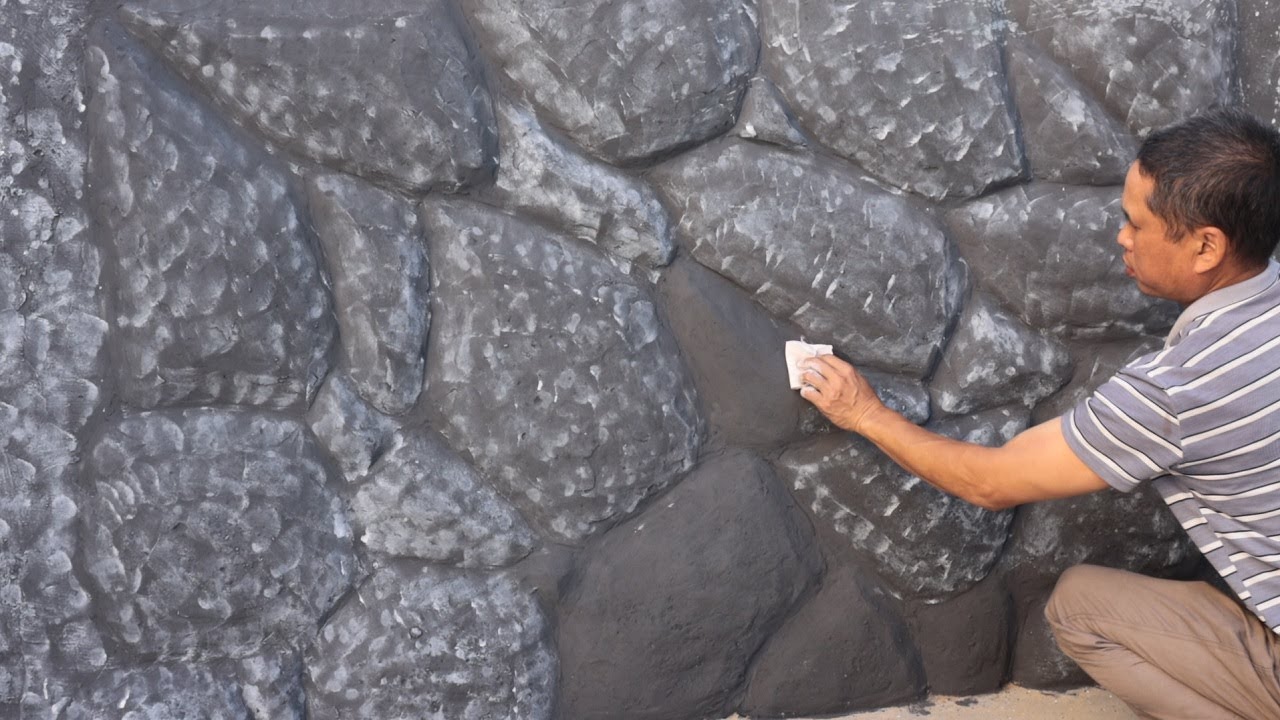 Stone effect on the wall - Cement stone, Amazing Creative Building ...