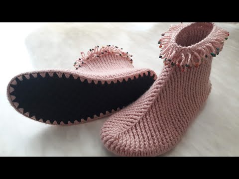 BONCUKLU EV BOTU YAPIMI (38-39 NUMARA KEÇE TABANLI)