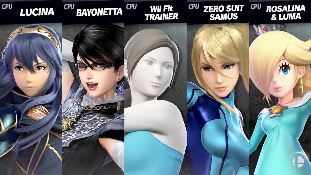 Super Smash Bros. Ultimate - Lucina vs Bayonetta vs Wii Fir Trainer vs ...