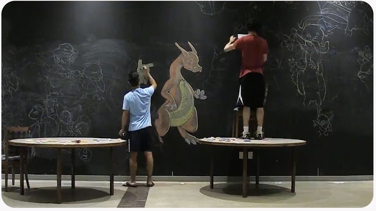 Pokemon Art Chalk Drawing | Gotta Catch Em All - YouTube