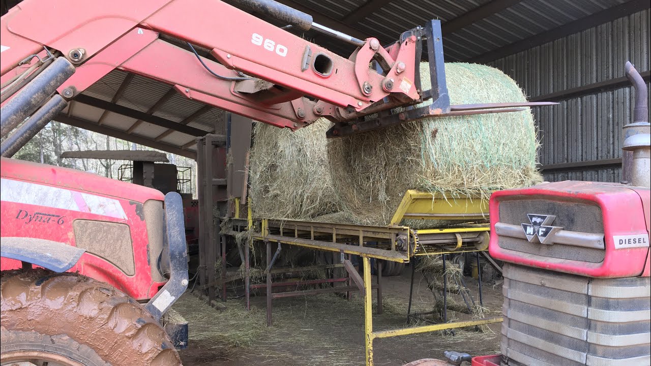Rebaling Hay & a Bale Baron Nance Tractor & Implement - YouTube