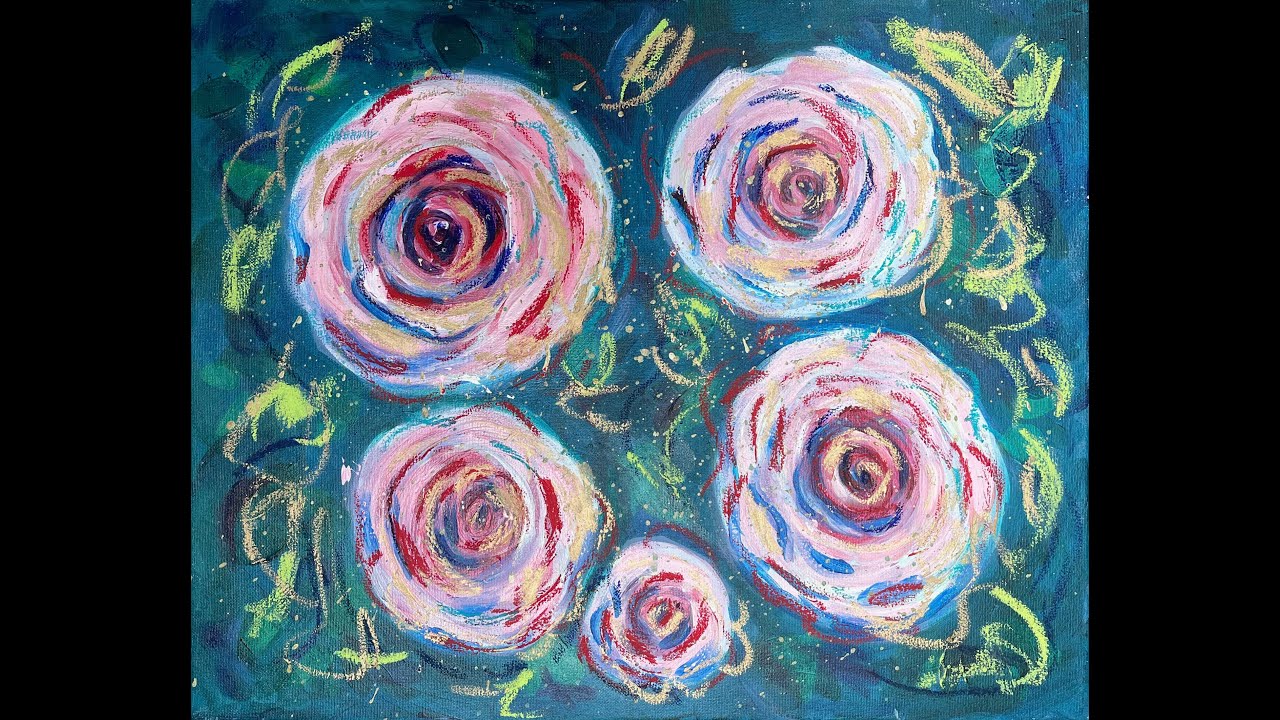 Featured Art: Abstract Roses #03 Acrylic & Oil Pastel Painting - YouTube
