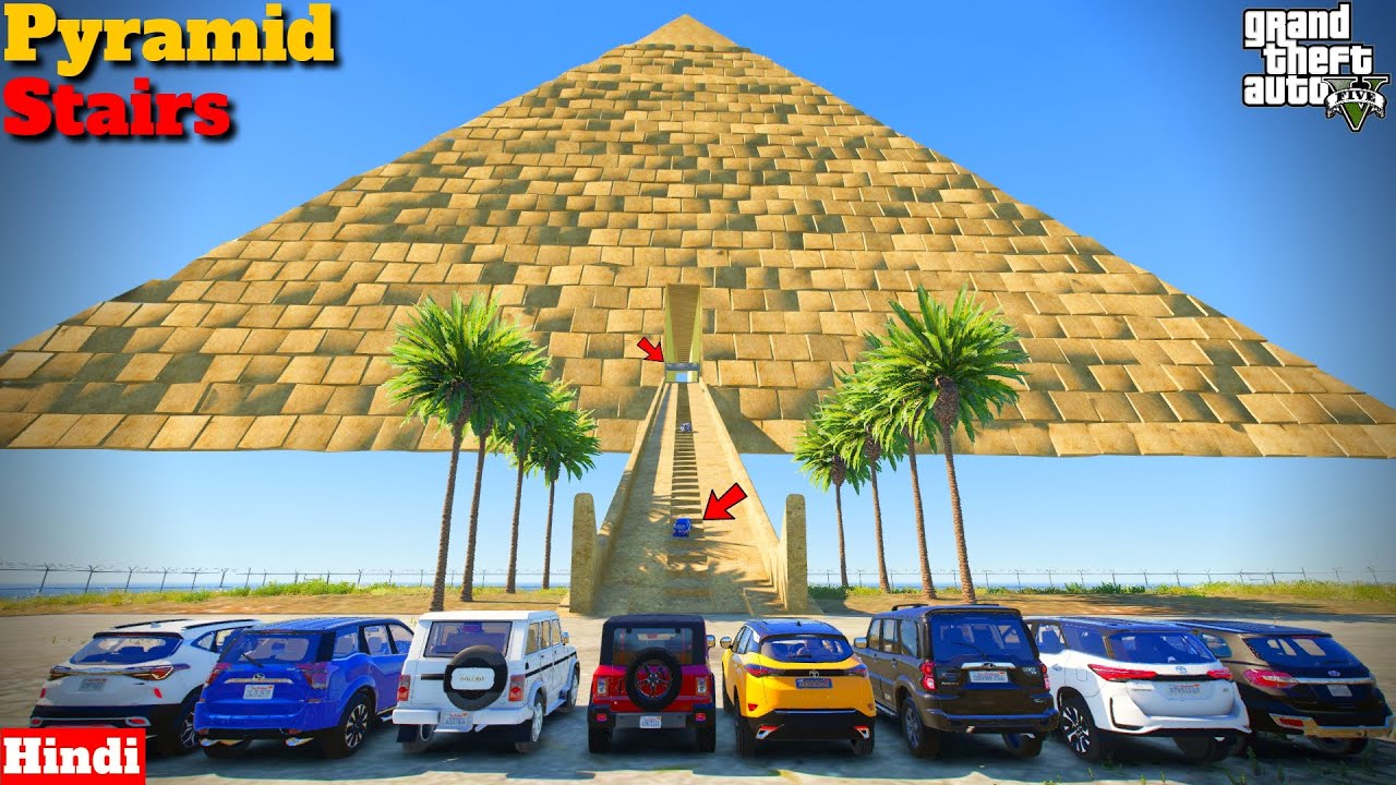 Indian Cars Vs Big Pyramid Stairs Challenge GTA 5 - YouTube