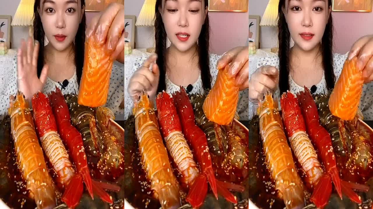 ASMR MUKBANG | Raw Marinated Seafood like Octopus, Lobster, Shrimp ...