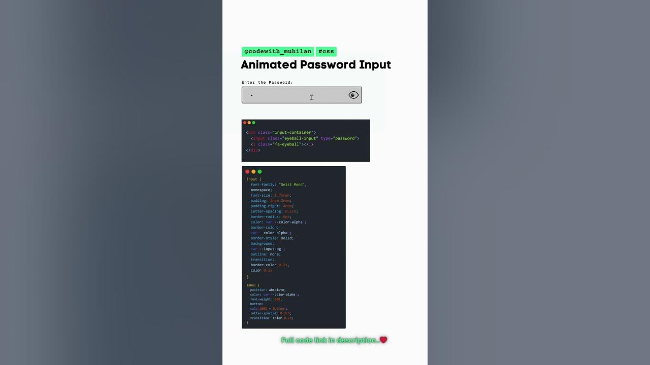 Animated Password Reveal Codewith Muhilan Css Coding Youtube