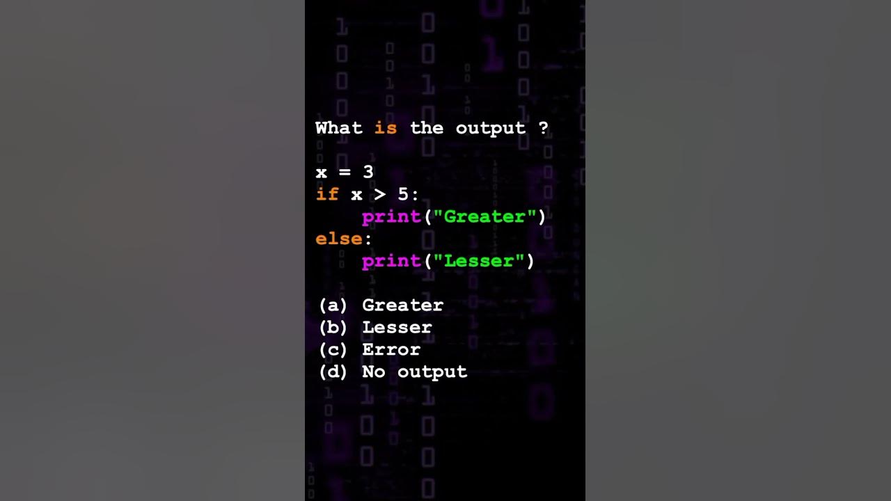 Comment Programming Answer Pythoncoding Conditionaloperator Youtube
