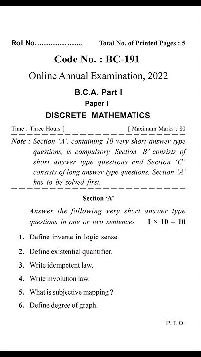 B.C.A. PART - 1(1st year)[ discrete mathematics ] paper - 1 science ...