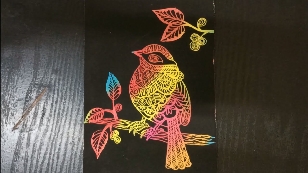 Zentangle Bird scratch art - YouTube