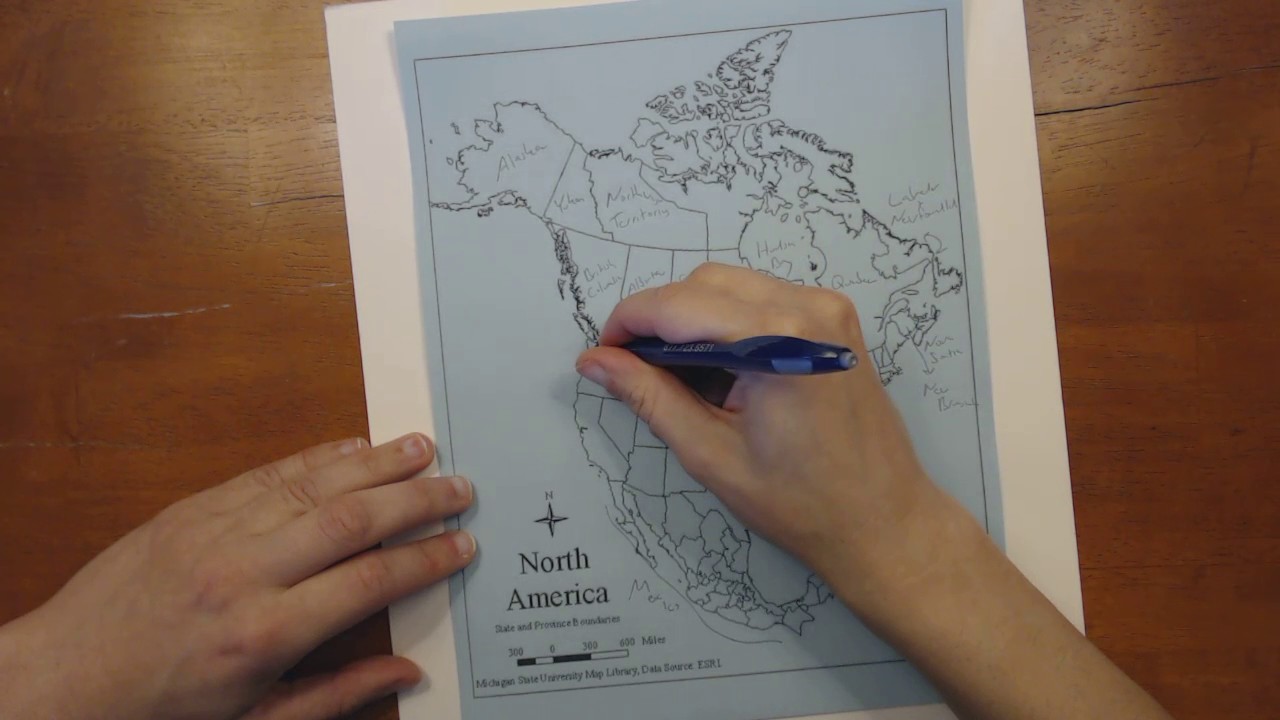 Completing an Outline Map - North America - YouTube