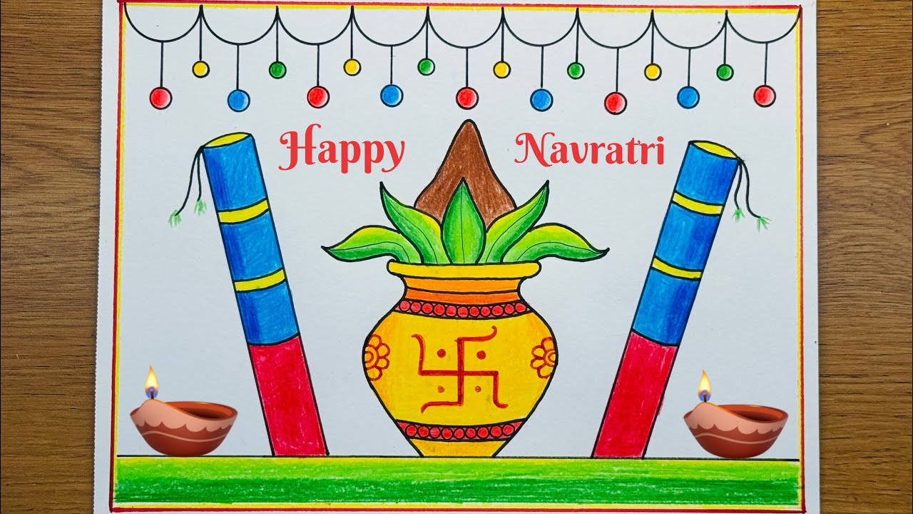 Navratri Kalash Drawing| How to draw kalash drawing|Navratri easy ...