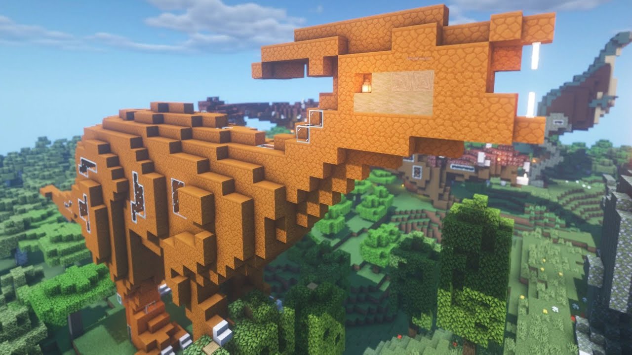 Minecraft: PARASAUROLOPHUS Dinosaur House Building Animation - YouTube