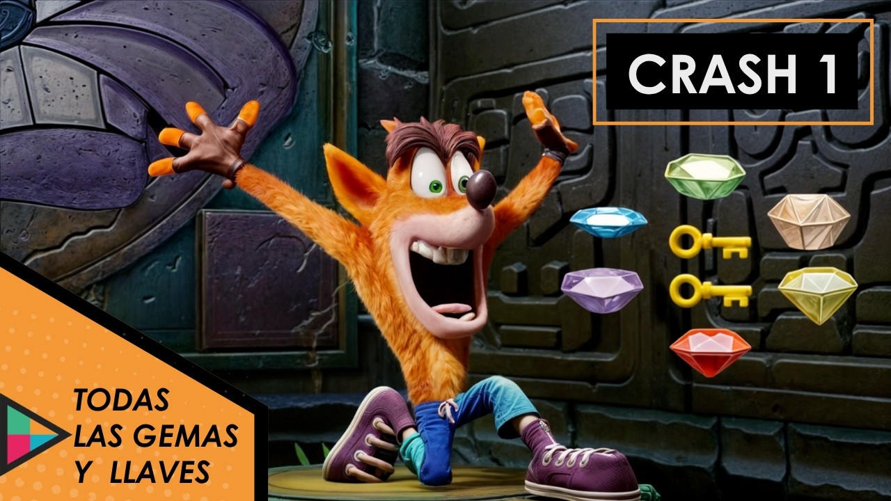 CRASH BANDICOOT 1: TODAS LAS GEMAS DE COLORES Y LLAVES 2 - YouTube