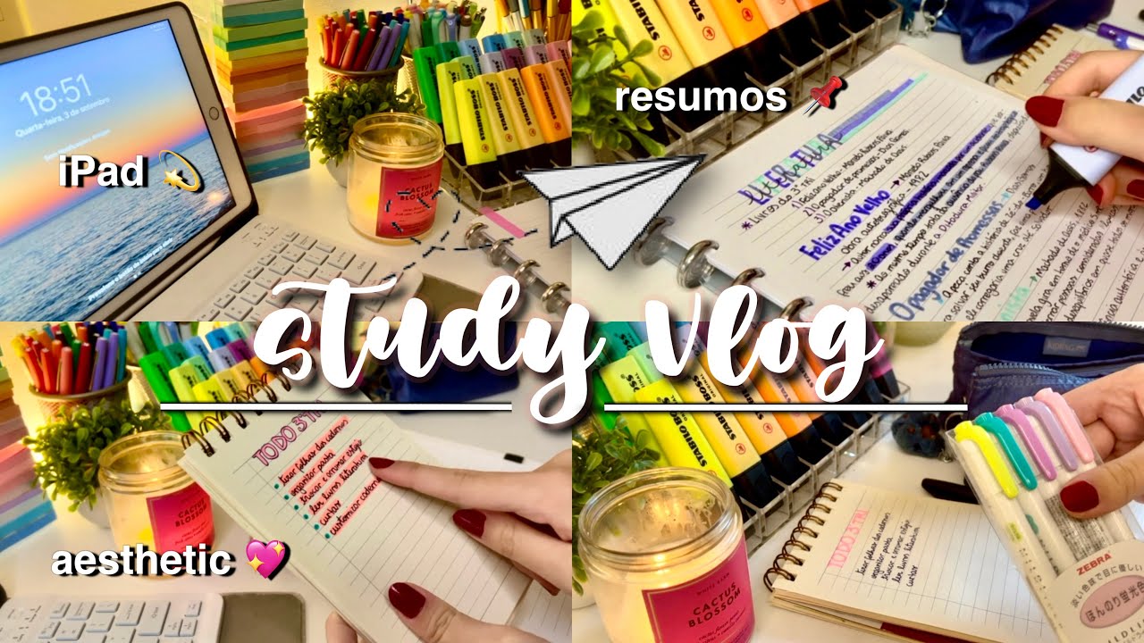 STUDY VLOG Produtivo | Estude comigo! Como eu estudo fazendo resumos (narrado) - YouTube