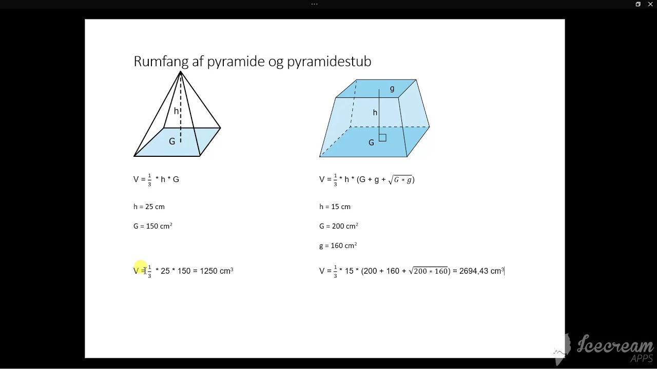 Rumfang af pyramide og pyramidestub - YouTube