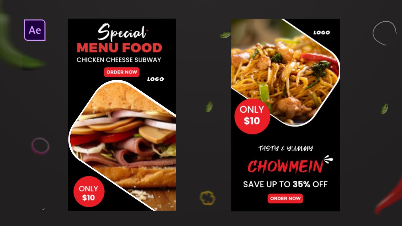 Food Promo Video in After Effects | #motiongraphics | #socialmediaads ...