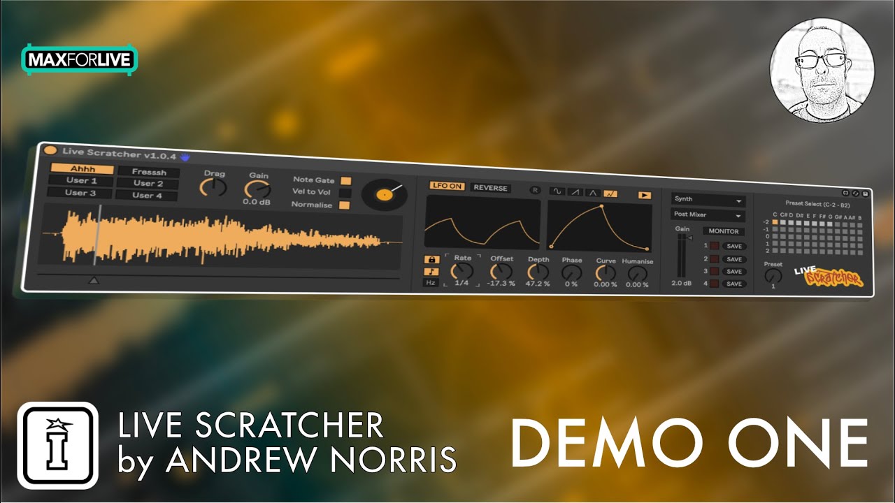 Demo One - Live Scratcher - MaxforLive Device for Ableton Live by Andrew Norris - YouTube