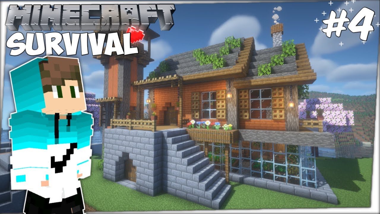I MADE A BEAUTIFUL ACACIA HOUSE!😃 - Minecraft Survival (Episode 4 ...